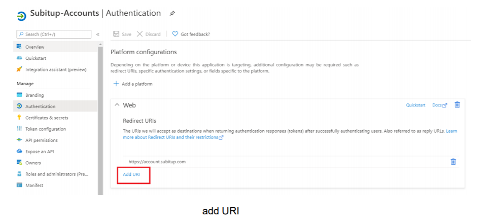SubItUp SSO with Azure AD